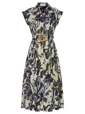 Cara Cara Octavia Belted Floral Midi Dress - White