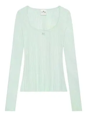 COURREGES Ribbed Long Sleeve Top - Green