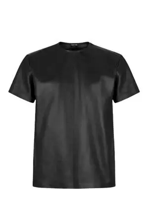 TOM FORD Leather T-shirt - Black