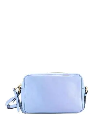 Prada Embossed Leather Logo Camera Bag - Blue