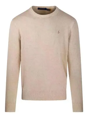 Polo Ralph Lauren Logo-Embroidered Crewneck Sweater Neutrals