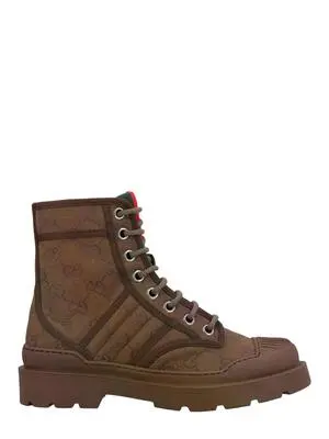 GUCCI GG-Pattern Lace-Up Boots