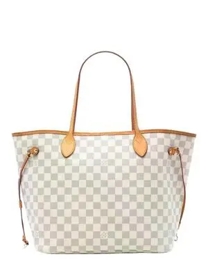 LOUIS VUITTON Damier Azur Neverfull Mm Tote Bag - White
