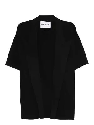 MEDEEA Lapels Cotton T-shirt - Black