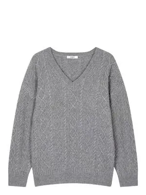 STUDIO TOMBOY Cable Knit V-neck Sweater - Grey