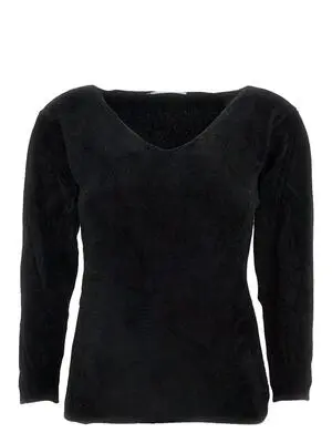 LIVTHELABEL V-neck Top With Three-quarter Sleeves - Black