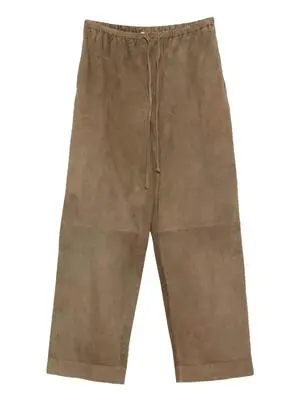BY MALENE BIRGER Joanni Suede Drawstring Trousers - Brown