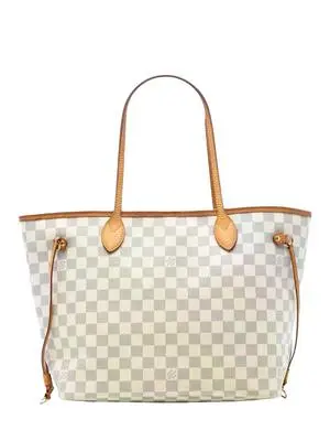 LOUIS VUITTON Damier Azur Neverfull Mm Tote Bag - White