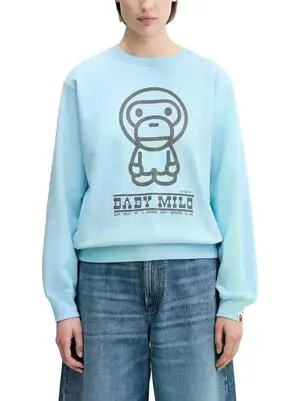 A BATHING APE Baby Milo Graphic Print Crewneck Sweatshirt - Blue