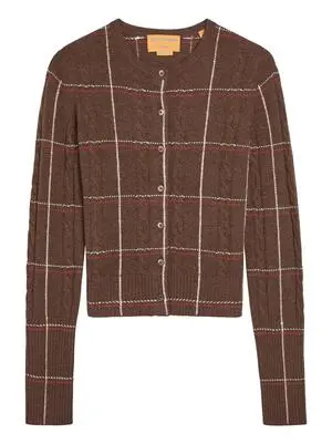 Guest In Residence Jane Check Cashmere Cardigan - Brown