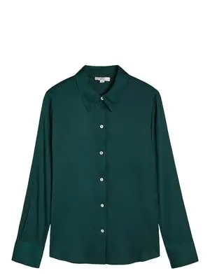 Vince Stretch Silk-blend Shirt - Green