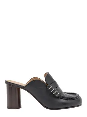 JW Anderson 70 Leather Loafer Mules - Black