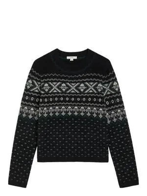 Vince Boiled Fair Isle Cashmere Jumper - Black