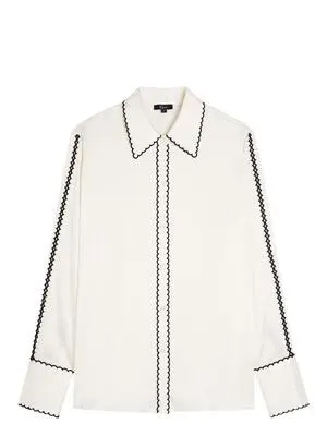 Rails Aloise Embroidered Silk Shirt - Ivory