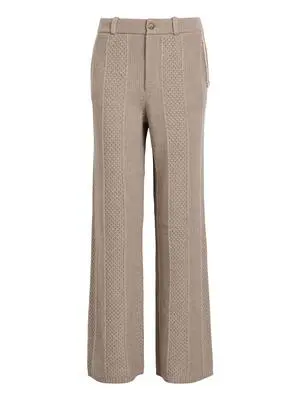 Guest In Residence Tailored Cable Wool And Cashmere-blend Trousers - Taupe