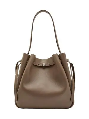 Tory Burch Romy Large Grained Leather Bucket Bag - Taupe