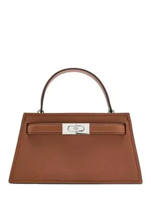Tory Burch Lee Radziwill Mini Pebbled Leather Top Handle Bag - Tan
