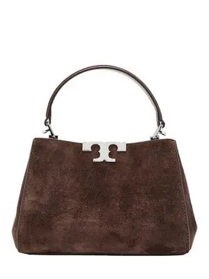 Tory Burch Eleanor Mini T-logo Suede Top Handle Bag - Dark Brown