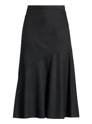 Theory Midi Flared Virgin Wool Skirt - Black
