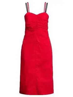 8PM Cotton Poplin Bodycon Midi Dress - Red