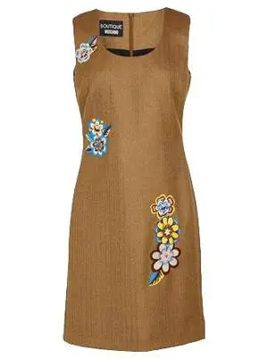 Moschino Mini Dress Camel Virgin Wool - Beige
