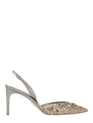 Rene Caovilla Pumps In Textile Fibers And Leather - Grey