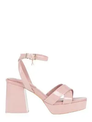 TWINSET Patent-effect Block Heel Sandals - Pink