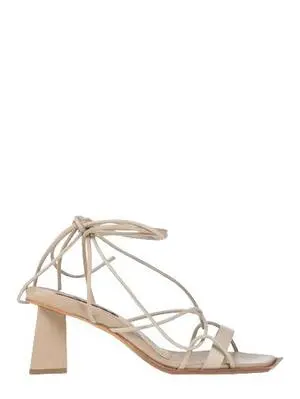 Malloni Leather Sandals With Geometric Heel - Off White