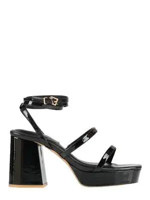 TWINSET Patent-effect Block Heel Sandals - Black