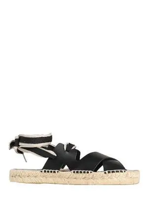 PALOMITAS BY PALOMA BARCELÓ Espadrille Ivory Leather Sandals - Black