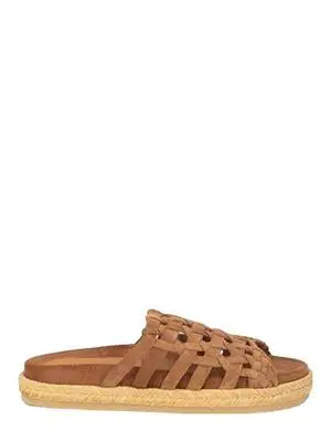 PALOMA BARCELO Natural Raffia And Suede Sandals - Brown