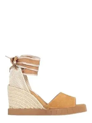 PALOMITAS BY PALOMA BARCELÓ Wedge Sandals With Ankle Ties - Beige