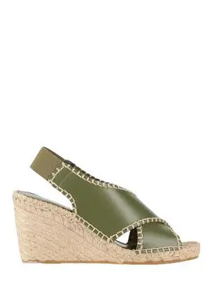 PALOMITAS BY PALOMA BARCELÓ Leather Espadrille Wedge Sandals - Green