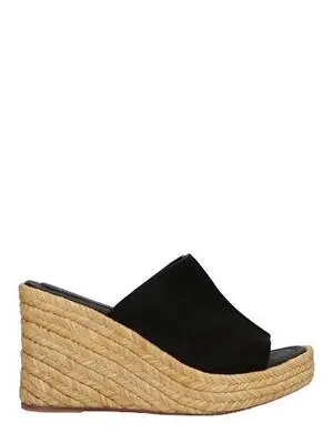PALOMA BARCELO Raffia And Suede Wedge Sandals - Black