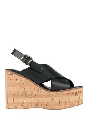 PALOMA BARCELO Cow Leather Wedge Sandals - Black