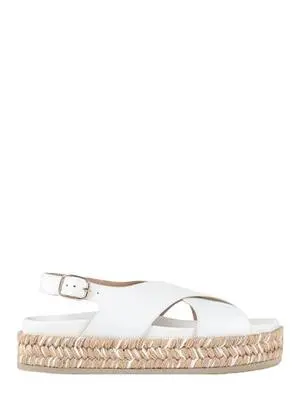 PALOMA BARCELO Leather Espadrille Flatform Sandals - White