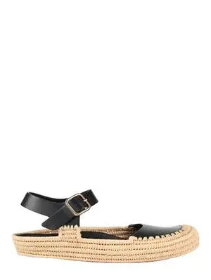 PALOMA BARCELO Ballet Flats With Raffia Detailing - Black