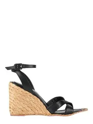 PALOMA BARCELO Leather Wedge Sandals - Black