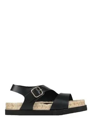 PALOMITAS BY PALOMA BARCELÓ Leather Flatform Sandals - Black