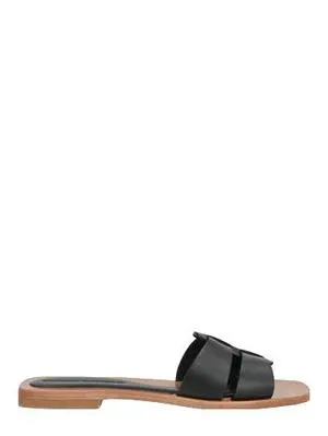 PALOMA BARCELO Cowhide Slide Sandals - Black