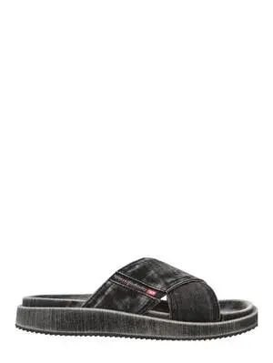 DIESEL Denim Sandals With Brand Logo - Grey