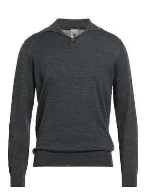 H953 Charcoal Merino Wool V-neck Sweater - Grey
