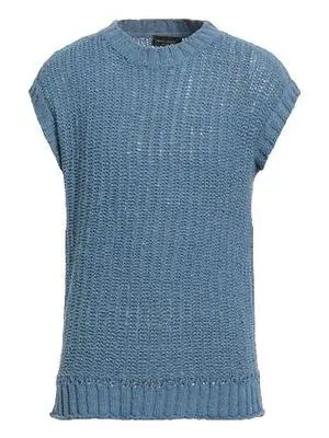 ROBERTO COLLINA Knitted Cotton Crewneck Sweater - Blue