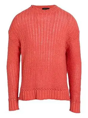 ROBERTO COLLINA Knitted Cotton Crewneck Sweater - Red