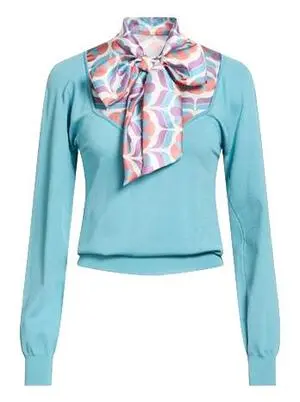 Moschino Knitted Sweater With Bow-tie Neckline - Blue
