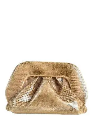 THEMOIRE Woven Clutch With Detachable Shoulder Strap - Gold