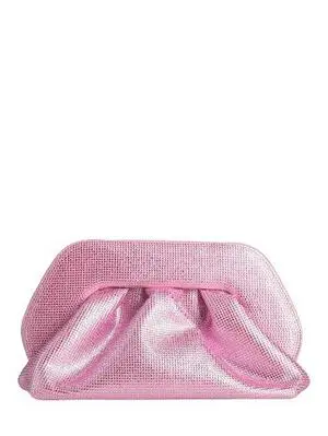 THEMOIRE Woven Metallic Clutch - Pink