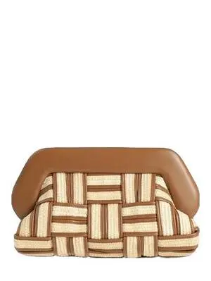 THEMOIRE Straw Clutch With Detachable Shoulder Strap - Brown