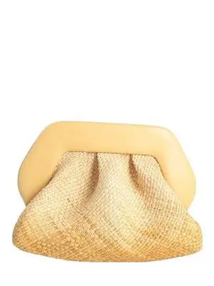 THEMOIRE Raffia Clutch With Detachable Shoulder Strap - Yellow