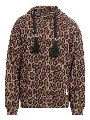 Emporio Armani Intarsia-knit Leopard-print Hooded Sweater - Brown